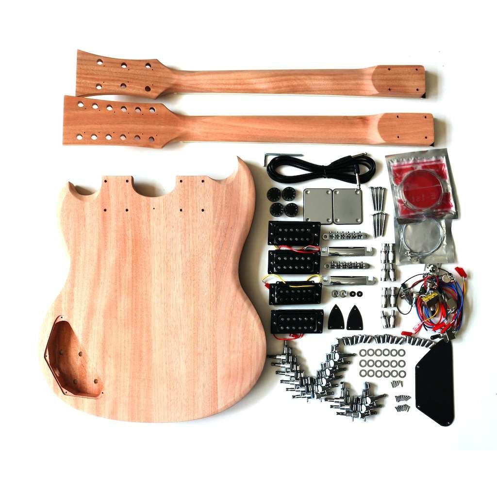 Electric Guitar DIY Kit Double Neck SG5 Bolt On Neck Mahogany Body ...